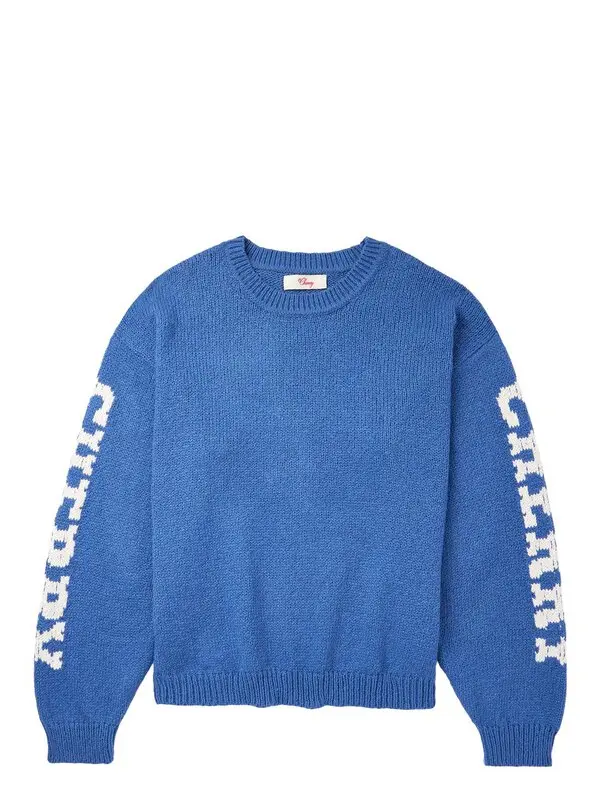 CHERRY LOS ANGELES Logo-intarsia Cotton Sweater - Blue