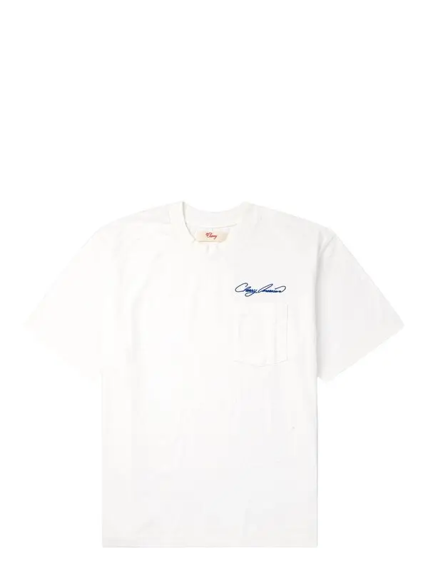 CHERRY LOS ANGELES Distressed Logo-embroidered Cotton-jersey T-shirt - White
