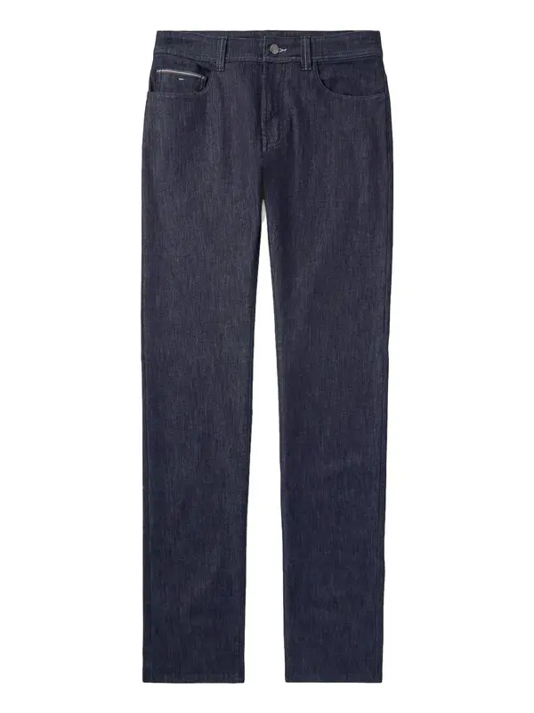 Canali Slim-fit Straight-leg Selvedge-trimmed Jeans - Blue