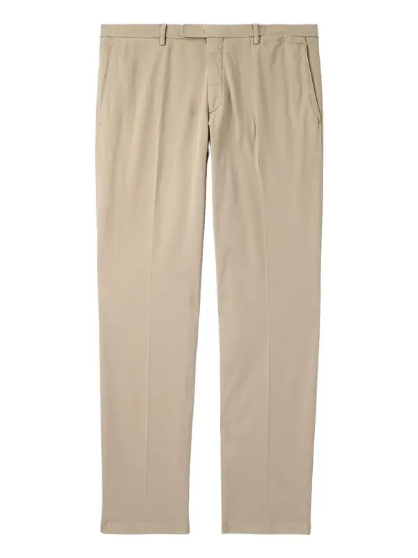 Boglioli Slim-fit Straight-leg Stretch-cotton Trousers - Neutrals