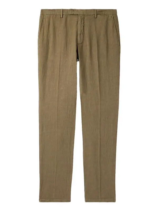 Boglioli Slim-fit Straight-leg Linen Suit Trousers - Brown