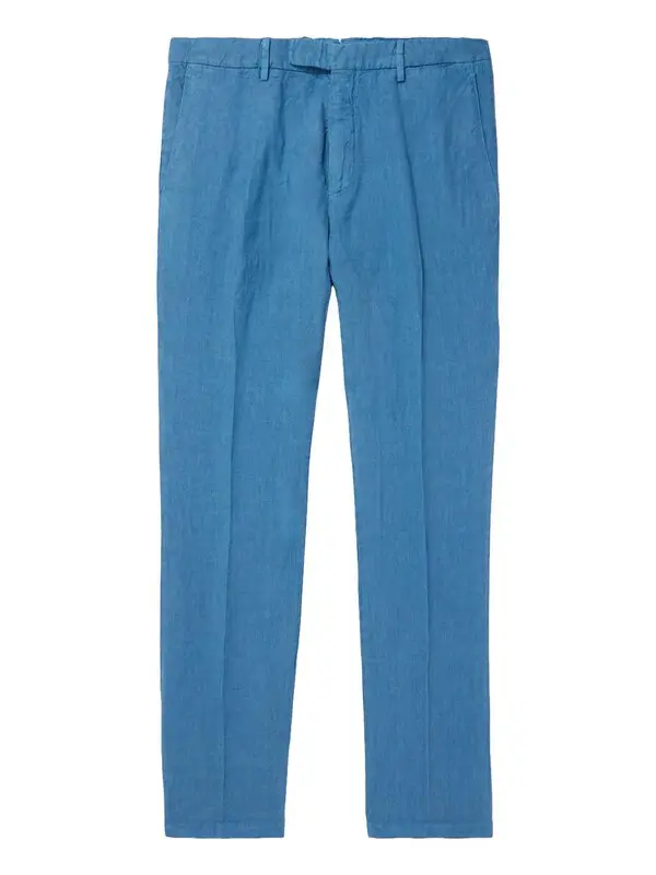 Boglioli Slim-fit Straight-leg Linen Suit Trousers - Blue