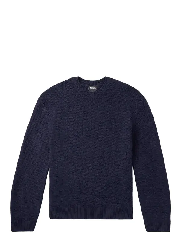 A.p.c. Thomas Logo Virgin Wool Sweater - Blue