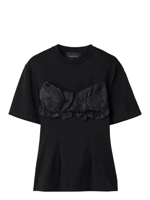 Simone Rocha Appliquéd Cotton-jersey T-shirt - Black