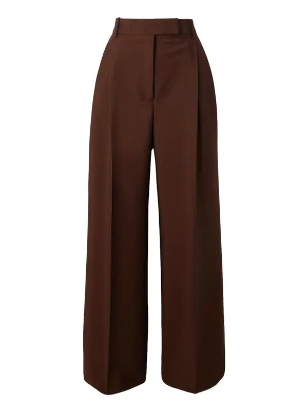 RÓHE Pleated Wool And Mohair-blend Pants - Brown