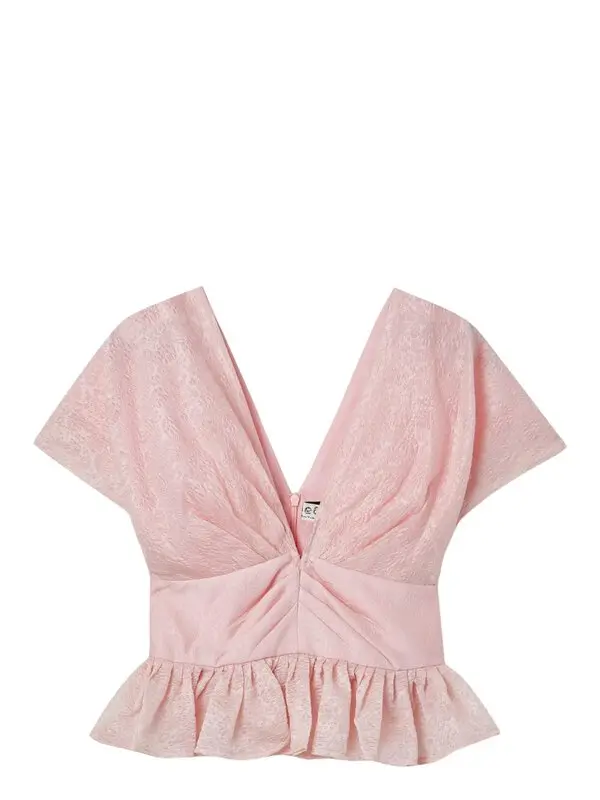 Sea Florence Gathered Cloqué Peplum Top - Pink