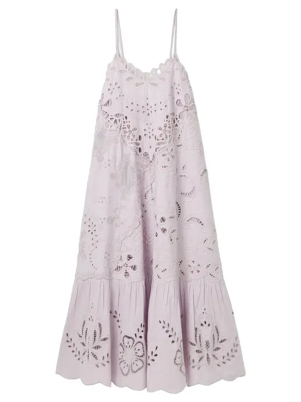 Sea Iyla Broderie Anglaise Cotton Midi Dress - Purple