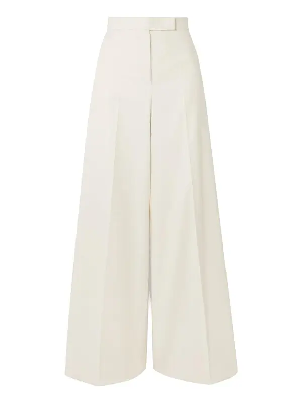 Max Mara Cotton-blend Wide-leg Pants - White