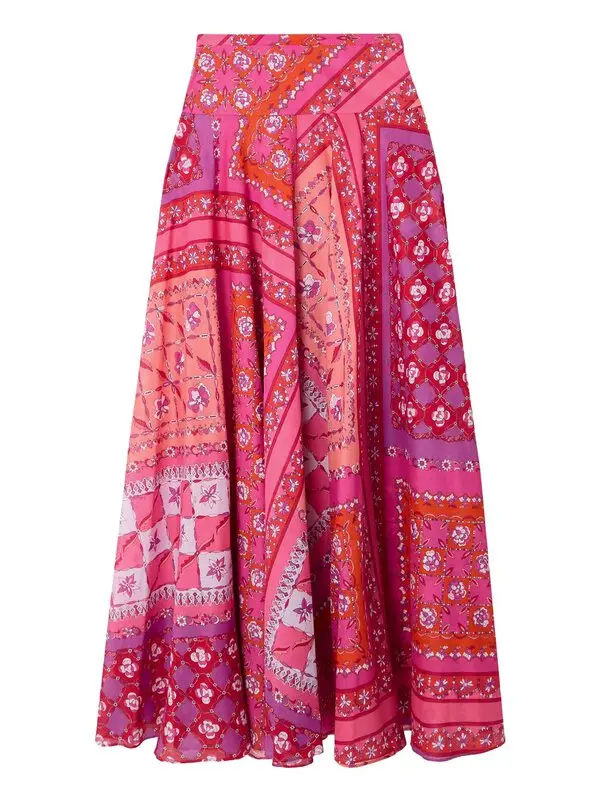 Emilio Pucci Printed Cotton-muslin Maxi Skirt - Pink