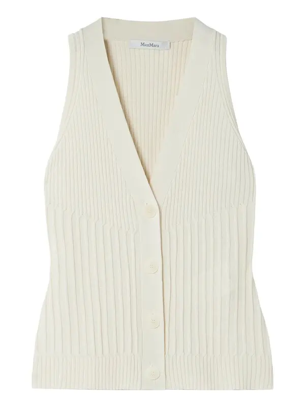 Max Mara Bimba Ribbed Cotton-blend Vest - Ivory
