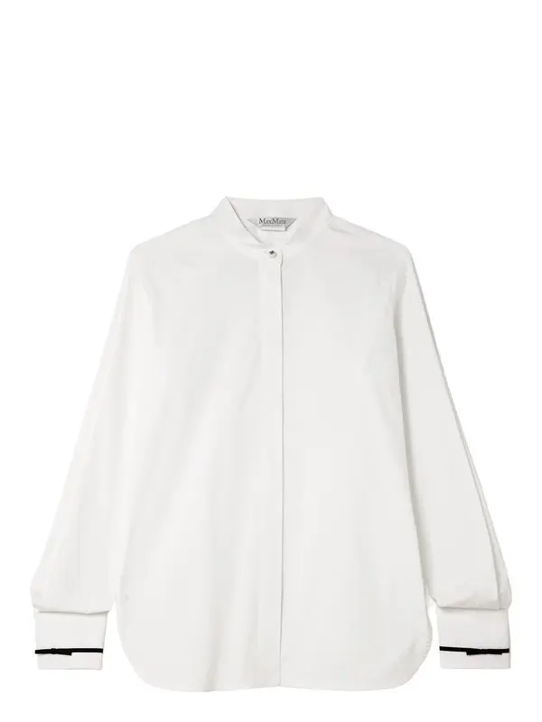 Max Mara Otranto Grosgrain-trimmed Poplin Shirt - White