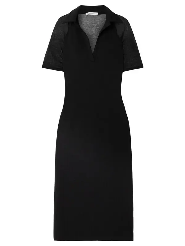 Max Mara Paneled Stretch-jersey Midi Dress - Black