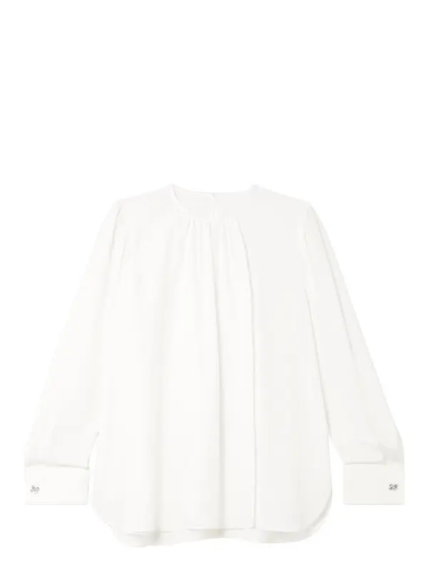 Max Mara Carol Gathered Silk Blouse - White