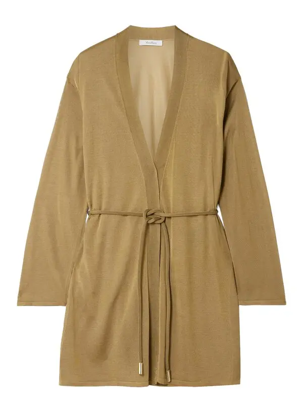 Max Mara Danza Belted Knitted Cardigan - Gold