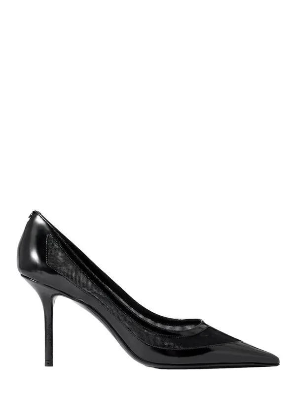 JIMMY CHOO Love 85 Mesh-trimmed Patent-leather Pumps - Black