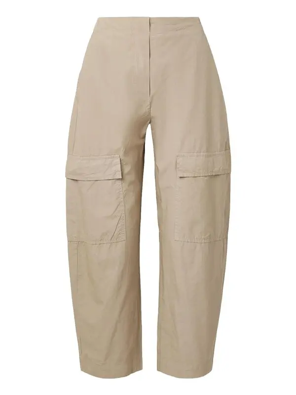 LESET Kyoto Cotton-poplin Barrel-leg Pants - Neutrals