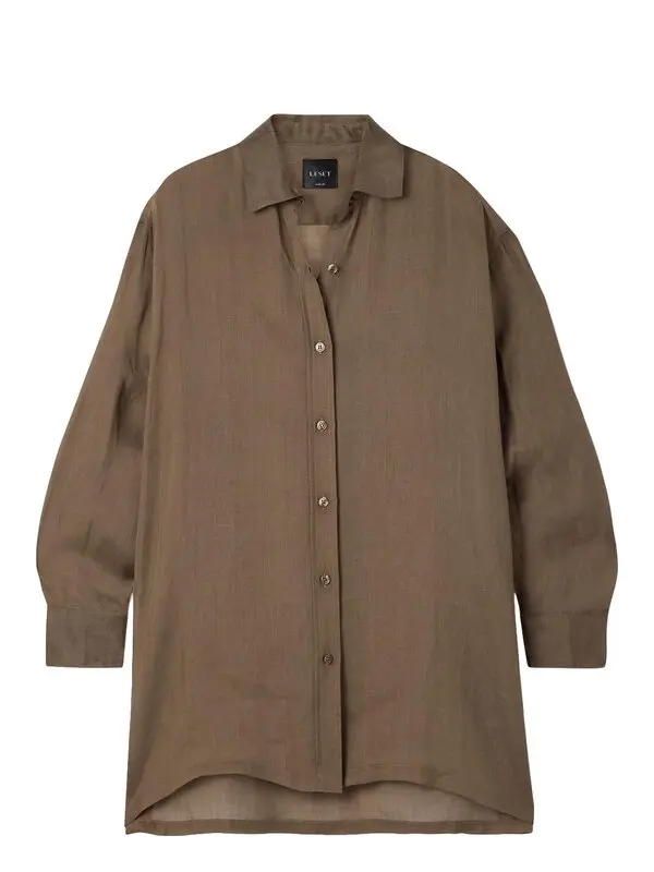 LESET Niko Oversized Ramie Shirt - Brown