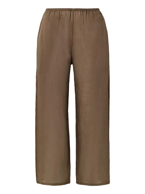 LESET Niko Cropped Ramie Pants - Brown