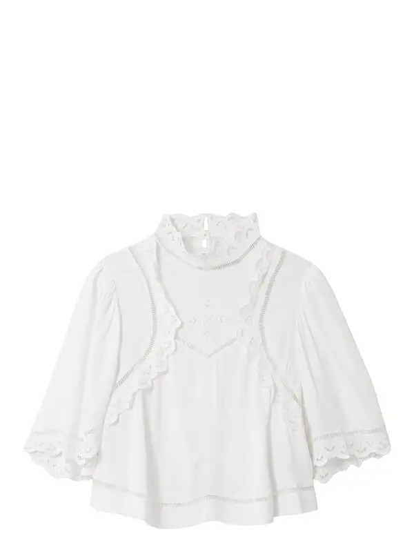 Isabel Marant Frany Broderie Anglaise Crepe Blouse - White