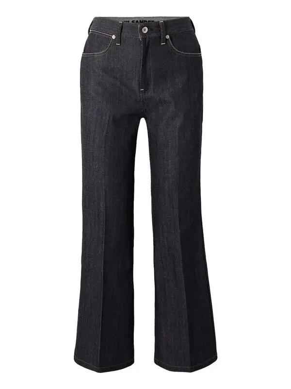 JIL SANDER Cropped High-rise Flared Jeans - Blue