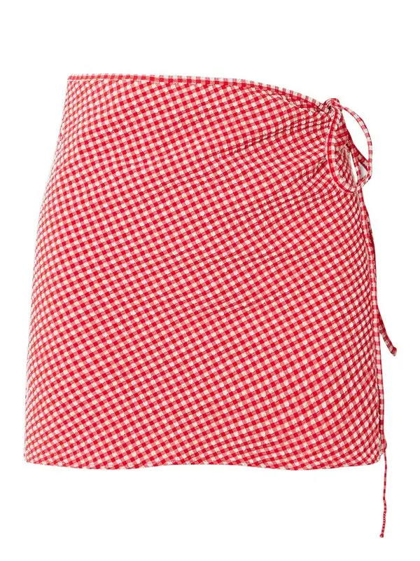 Hunza G Gingham Seersucker Pareo - Red