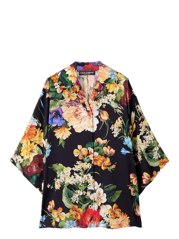 Dolce & Gabbana Floral-print Silk-blend Charmeuse Shirt - Multi