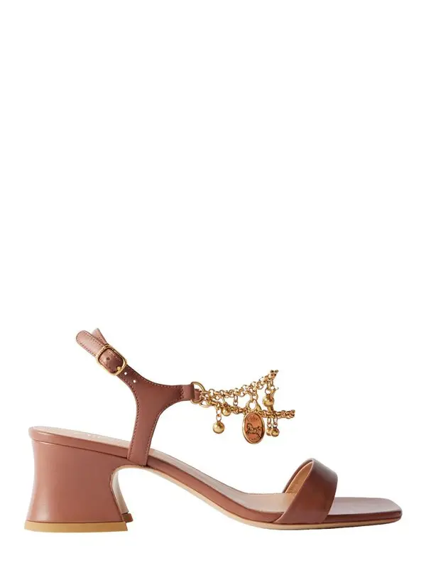 Chloé Embellished Leather Sandals - Brown