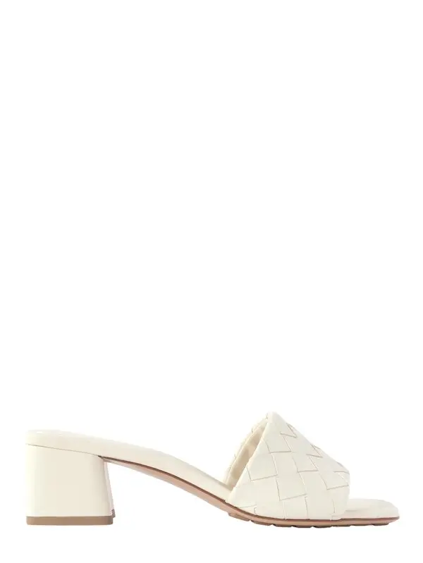 Bottega Veneta Riva Intrecciato Leather Mules - Off-white