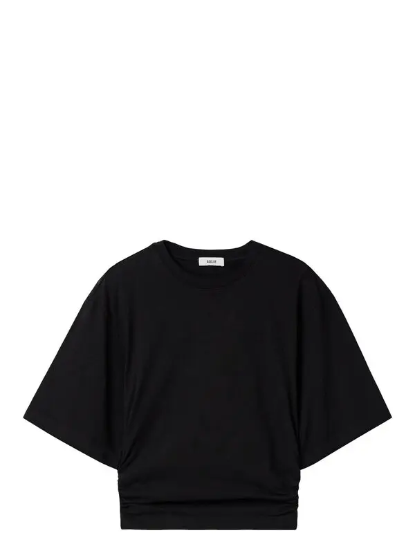 AGOLDE Shari Ruched Cotton-jersey T-shirt - Black