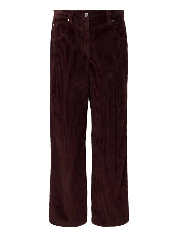 Brunello Cucinelli Cotton-corduroy Straight-leg Pants - Burgundy