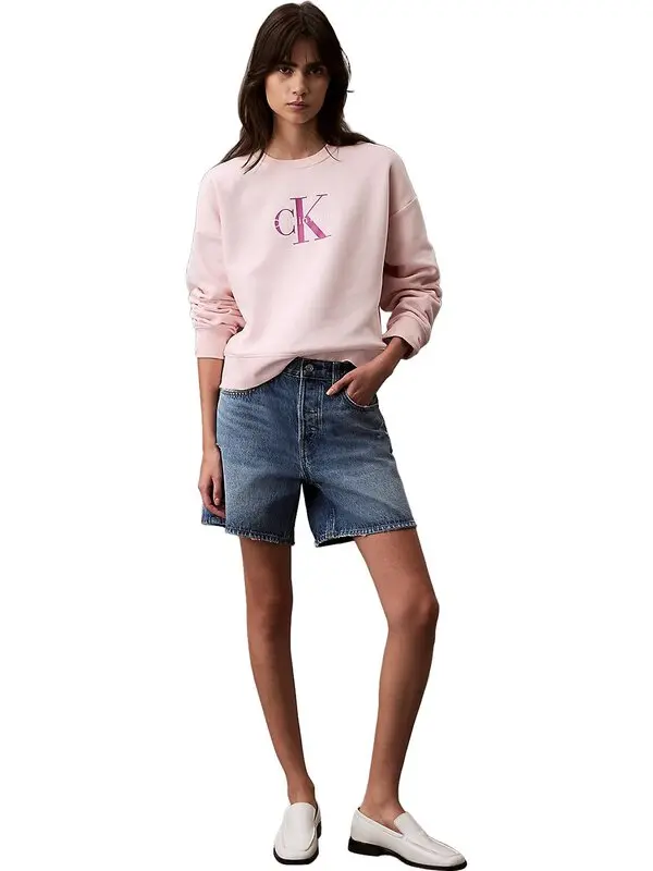 Calvin Klein Monologo Fleece Relaxed Sweatshirt - Crystal Pink