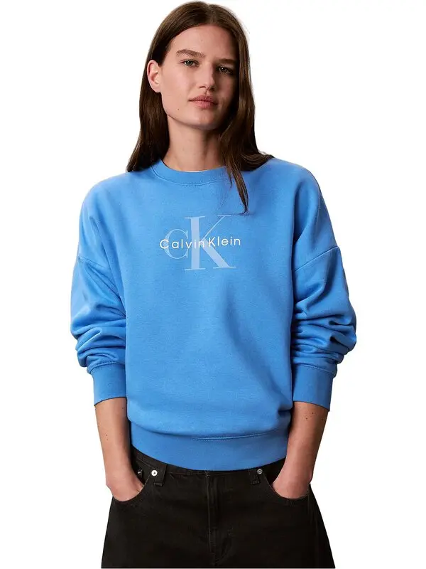 Calvin Klein Monologo Fleece Relaxed Sweatshirt - Marina