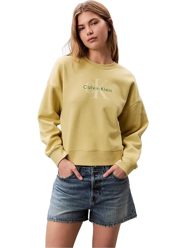 Calvin Klein Monologo Fleece Relaxed Sweatshirt - Muted Lime