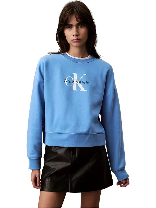 Calvin Klein Monologo Fleece Relaxed Sweatshirt - Silver Lake Blue