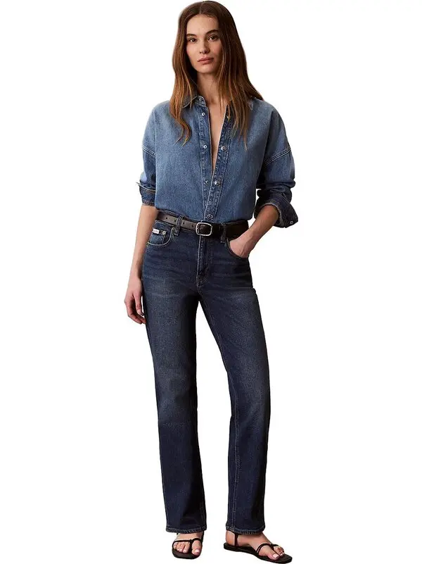Calvin Klein High Rise Straight Jeans - Blue Marine