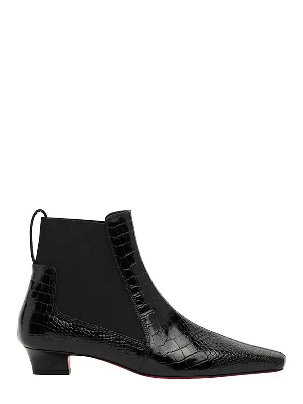 CHRISTIAN LOUBOUTIN Promidavol Croc-embossed Ankle Booties - Black