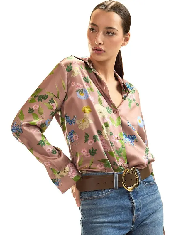 Cynthia Rowley Silk Shirt - Mauve Floral