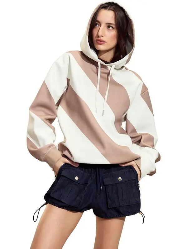 Cynthia Rowley Striped Hoodie - Camel/white