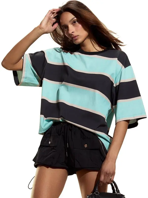 Cynthia Rowley Striped T-shirt - Black/blue