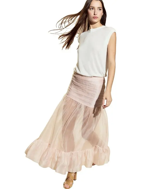 Cynthia Rowley Silk Maxi Skirt - Pink