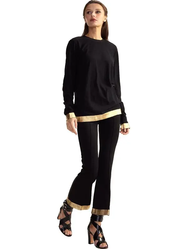 Cynthia Rowley Athena Long Sleeve Tee - Black
