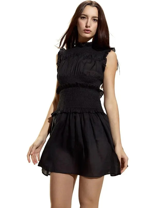 Cynthia Rowley Noir Ramie Mini Dress - Black
