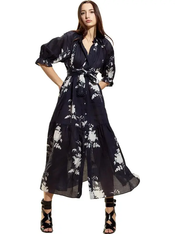 Cynthia Rowley Rosewood Ramie Dress - Navy/white