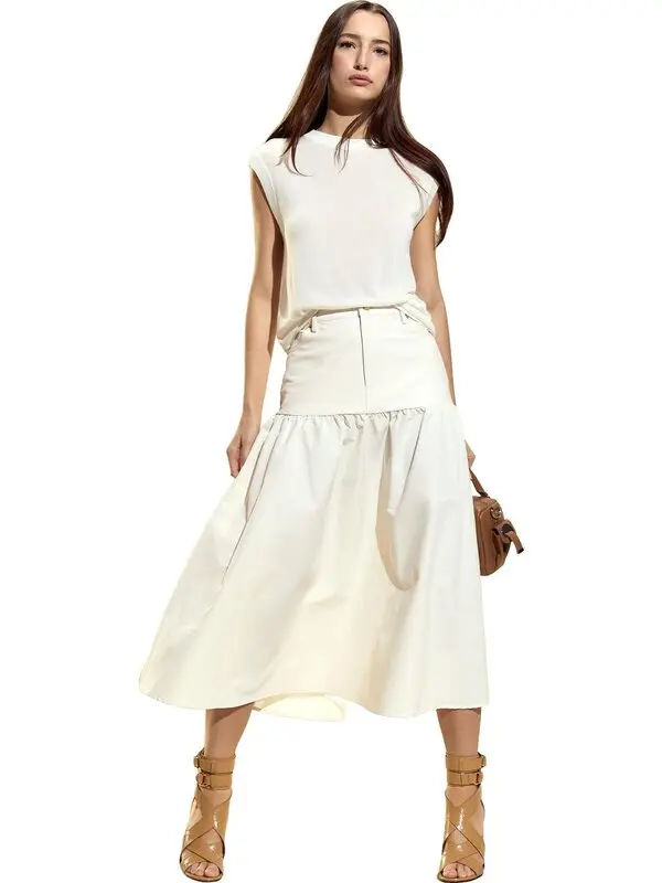Cynthia Rowley Downtown Leather Nylon Skirt - White