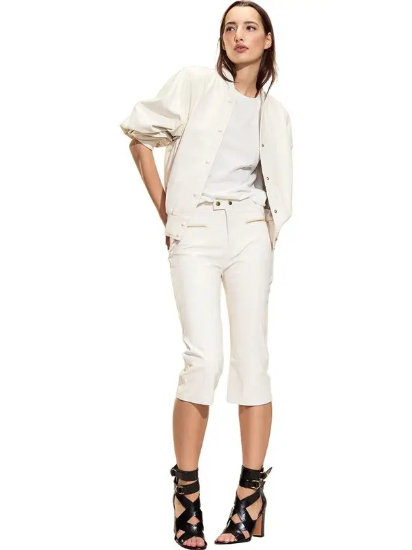 Cynthia Rowley Downtown Leather Capris - White
