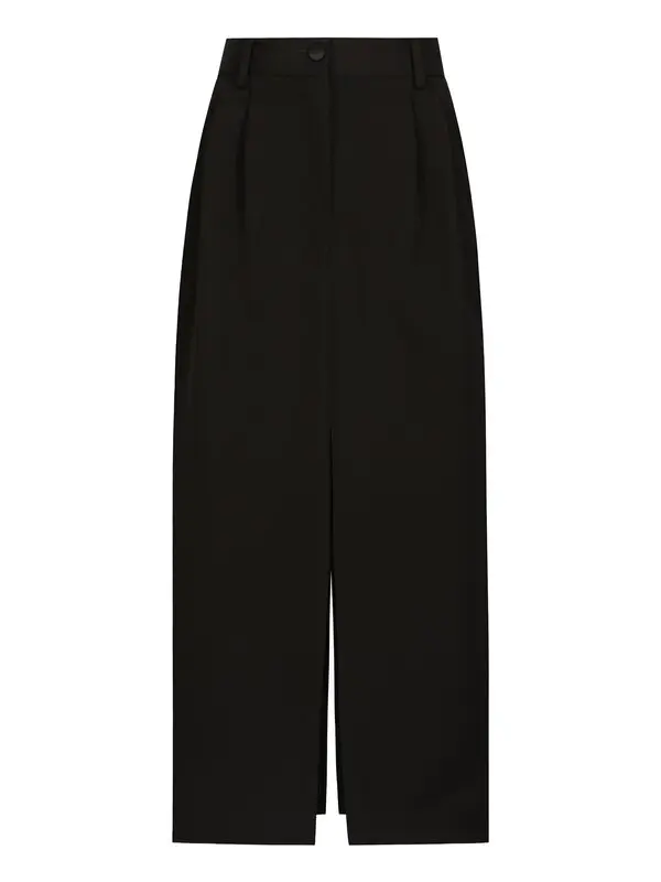 Dolce & Gabbana Wool Gabardine Tuxedo Pencil Skirt - Black