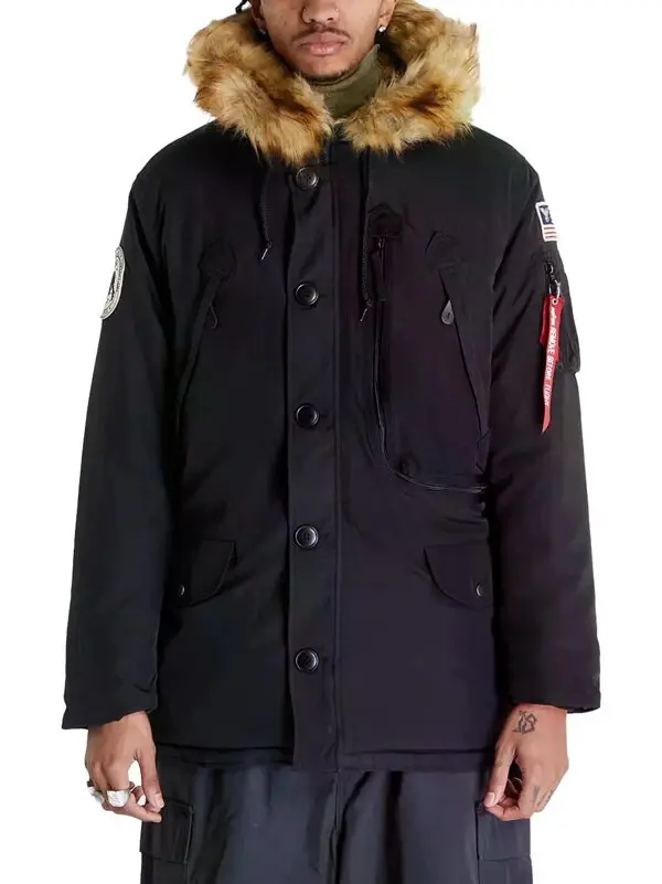 Alpha Industries Faux-fur Hooded Jacket - Black