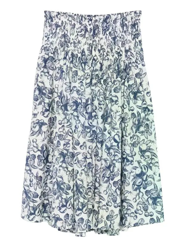 Maje Fruit-print Smocked Midi Skirt - White