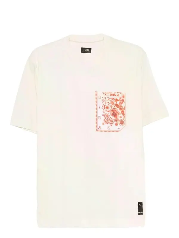 Fendi Floral-print T-shirt - Neutrals