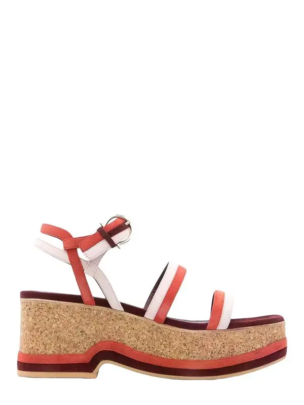 FERRAGAMO Mysen Wedge Sandals - Red